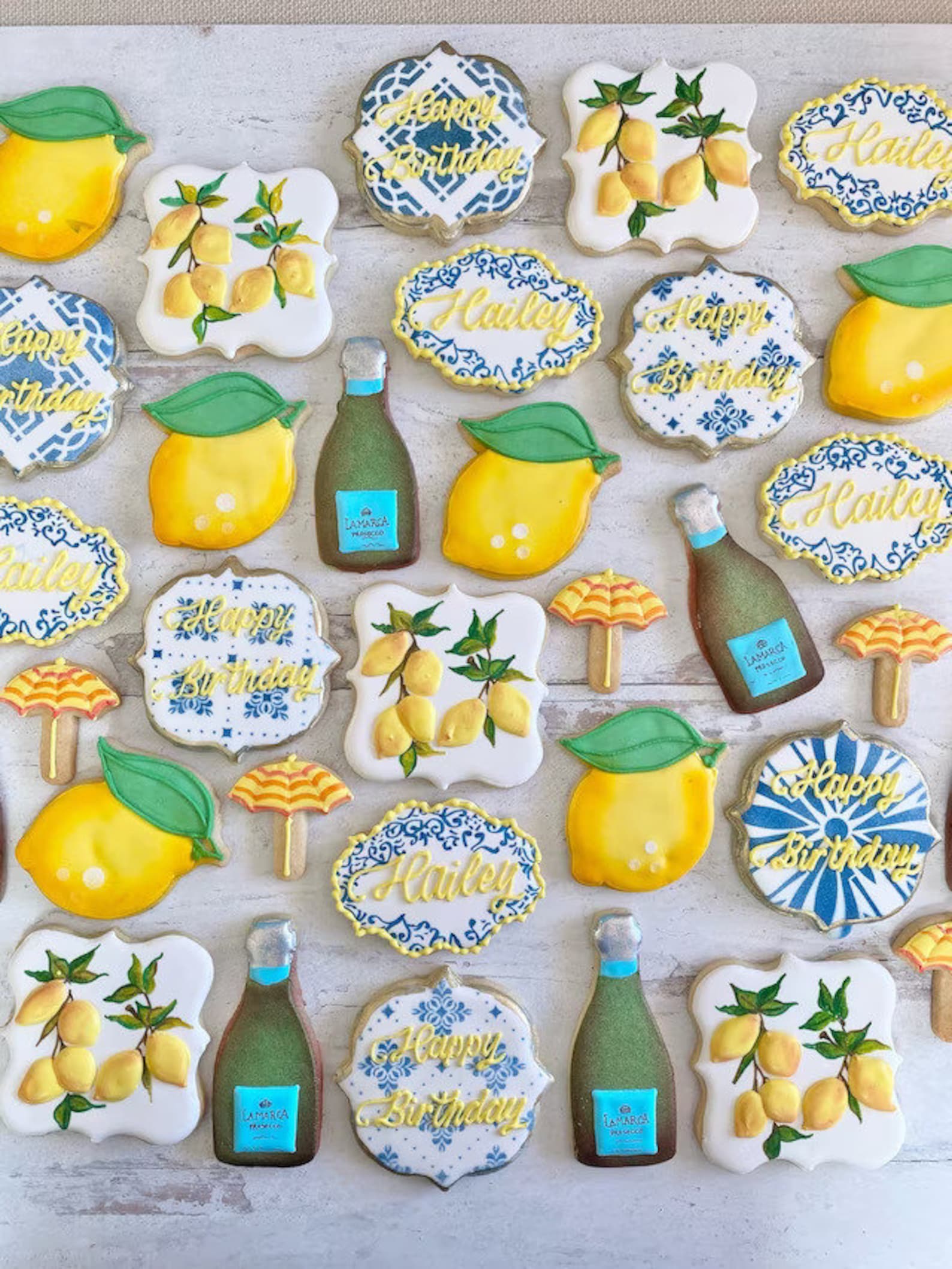 Lemons and Blue Tile Cookies - Etsy
