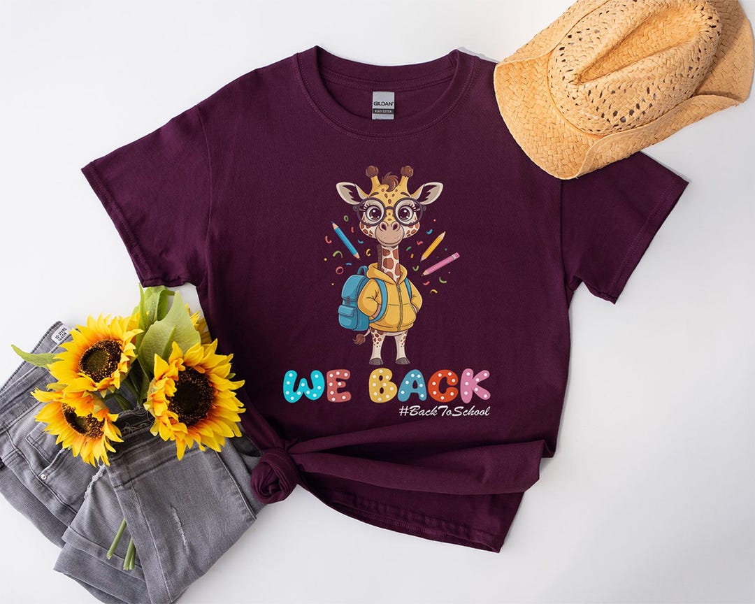 Back to School Giraffe Student First Day of School T-shirt – Cute & Fun ...