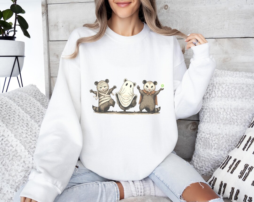 Halloween Possum Costume Party Cute Spooky Design Long Sleeve T-shirt ...