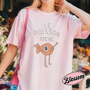 Le Poisson Steve Funny French Fish T Shirt, Cute Cartoon Animal Shirt ...