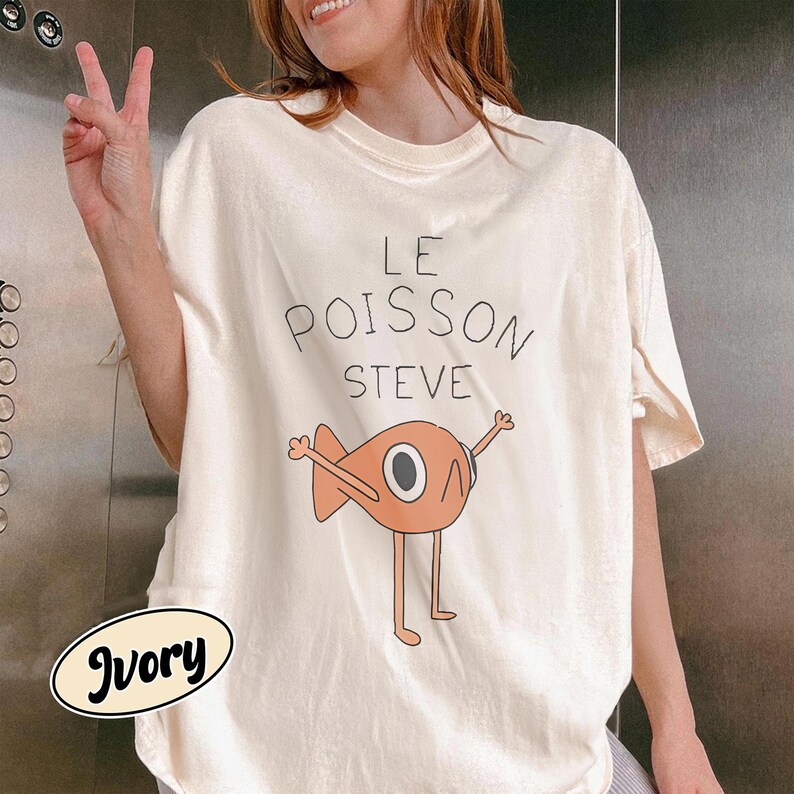 Le Poisson Steve Funny French Fish T Shirt, Cute Cartoon Animal Shirt ...
