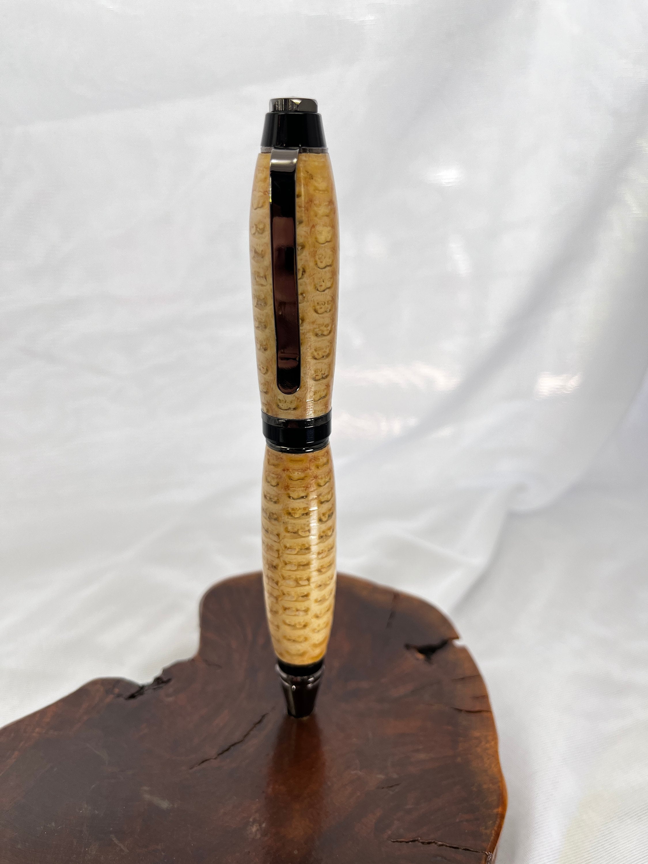 Hand Turned Cigar Style Corn Cob Ink Pen - Corn Cob With Gunmetal and ...
