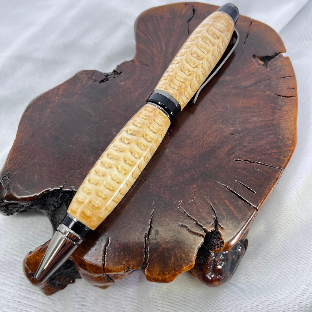 Hand Turned Cigar Style Corn Cob Ink Pen - Corn Cob With Gunmetal and ...