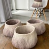 Handmade Wool Felt Pom Pom Basket: Rainbow Decor, Storage (11x7 Inches ...