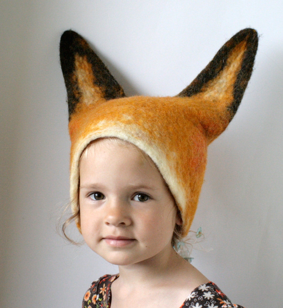 Woodland Red Fox Hat: Realistic Wool Felt With Ears, Fun Festival Hat ...