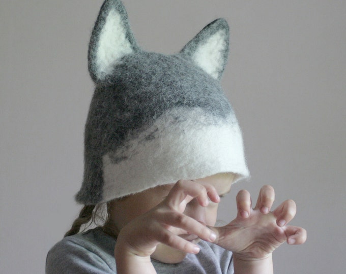 Wolf Hat Hand Felted Wool Size Small - Etsy