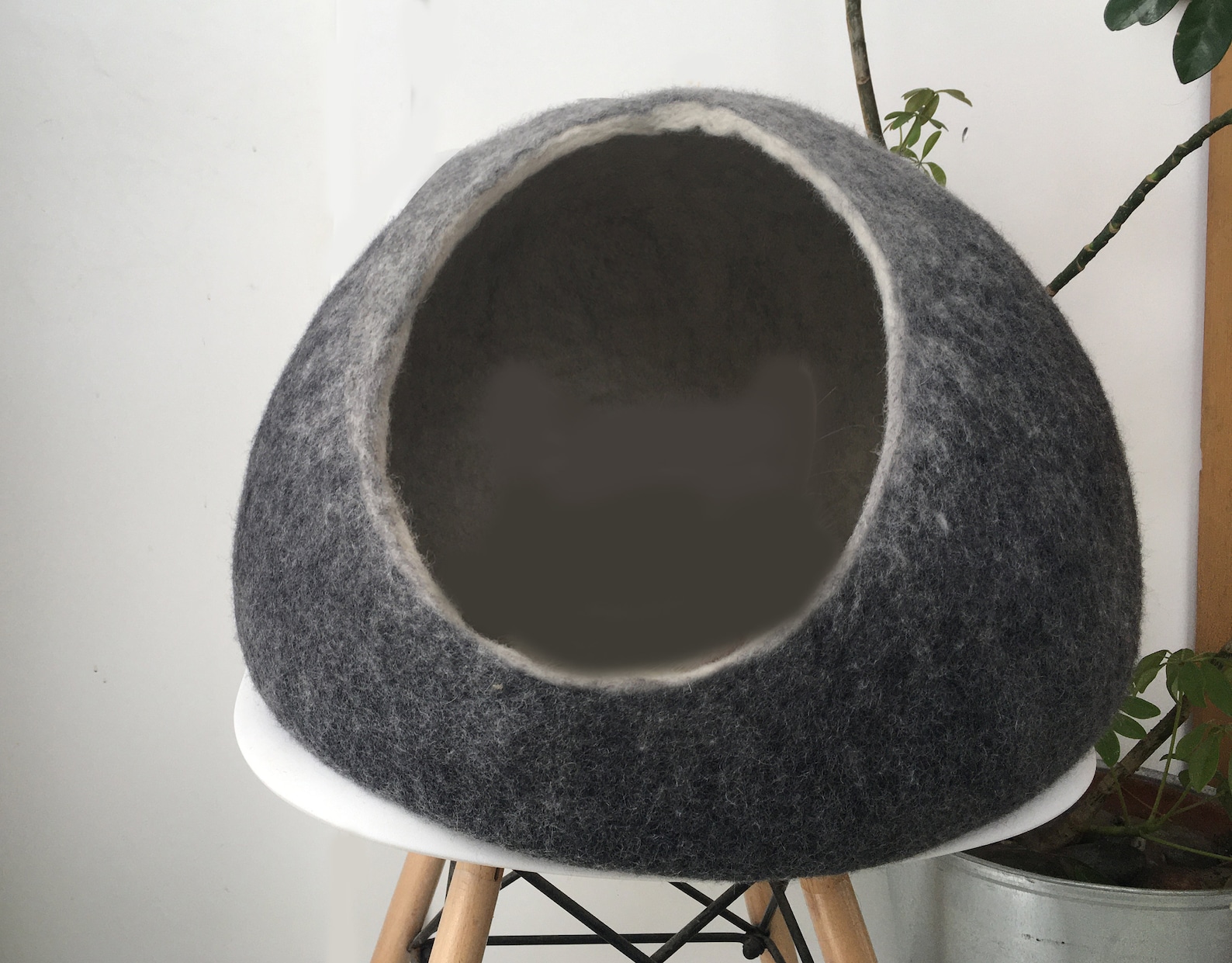 Cat Nap Wool Cocoon Pet Cave Bed House Cat Furniture Round | Etsy