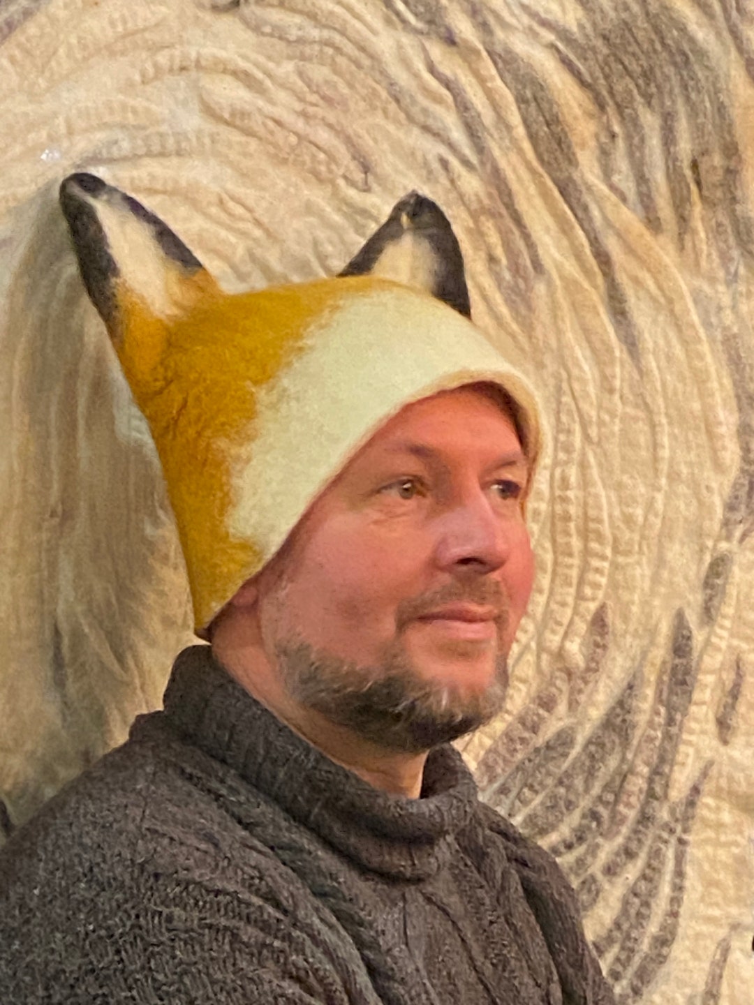 Handmade Pure Wool Fox Hat With Ears - Realistic Woodland Animal Design ...