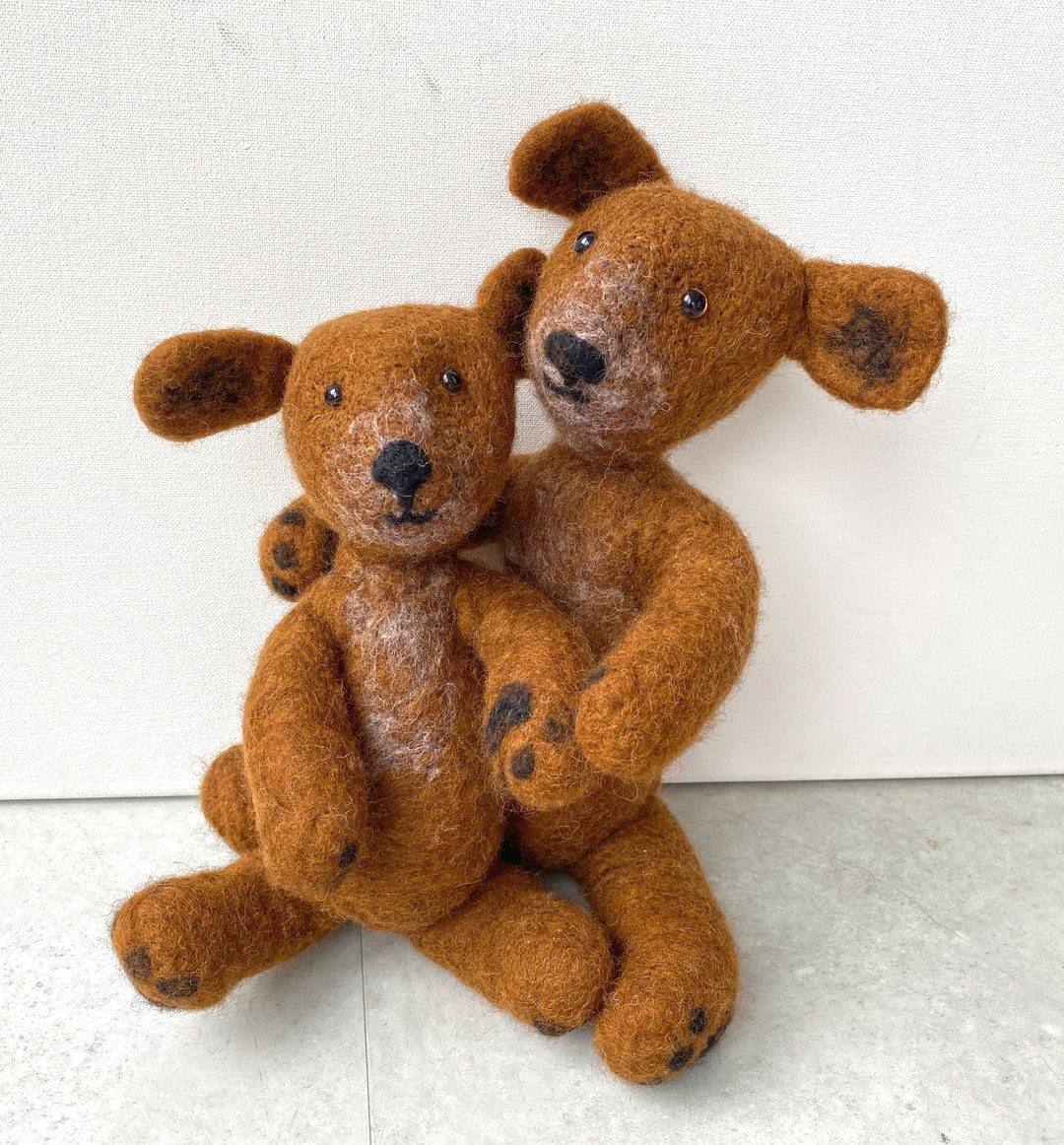 Handmade Teddy Bear Art: Unique Felted Wool Sculpture, Artisan Soft ...