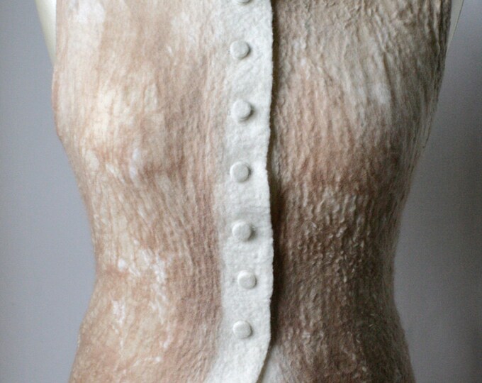 Beige Sand Vest Hand Felted Made From Wool OOAK Wearable - Etsy