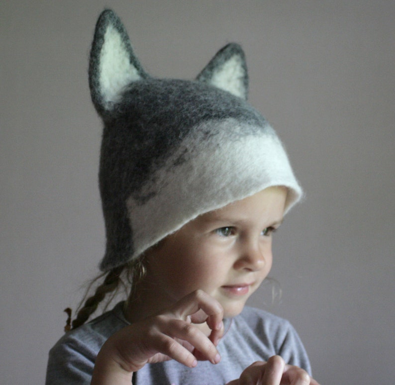 Eco-friendly Merino Wool Wolf Hat - Artisanal Felt Animal Cap for All ...