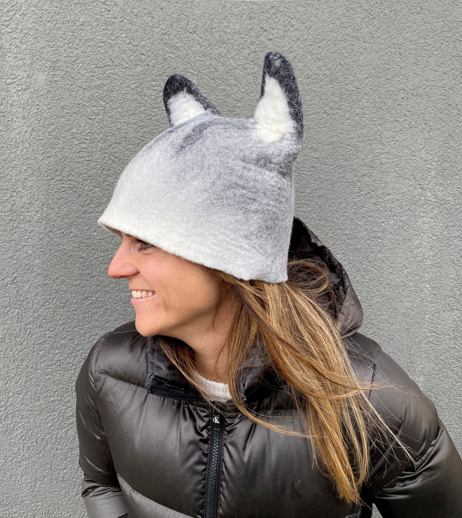 Eco-friendly Merino Wool Wolf Hat - Artisanal Felt Animal Cap for All ...