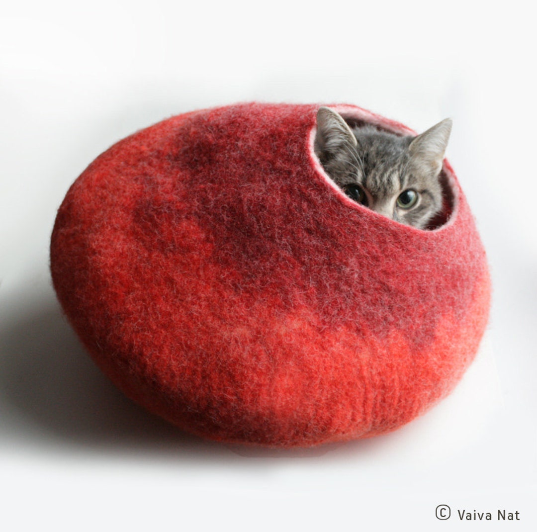 Wool Cat Cocoon Cave, High Quality Felt Kitty Sleep Bed, Pet House Nest ...