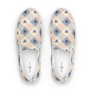 Hanukkah Slip-on Shoes for Women Vegan, Comfortable, Blue Plaid ...
