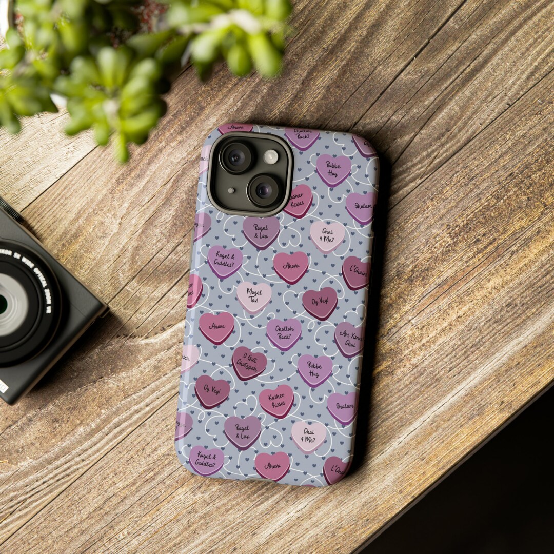 Jewish Puns Conversation Hearts in Berry-tough Phone Case Jewish Love ...