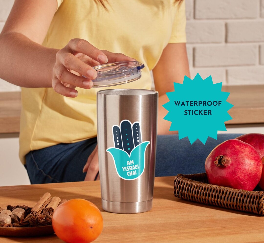 Am Yisrael Chai Hamsa Sticker: Waterproof Sticker, Laptop Sticker ...