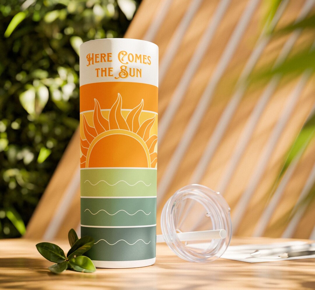 Here Comes the Sun Beatles Water Bottle: Slim Tumbler, Christmas Gift ...