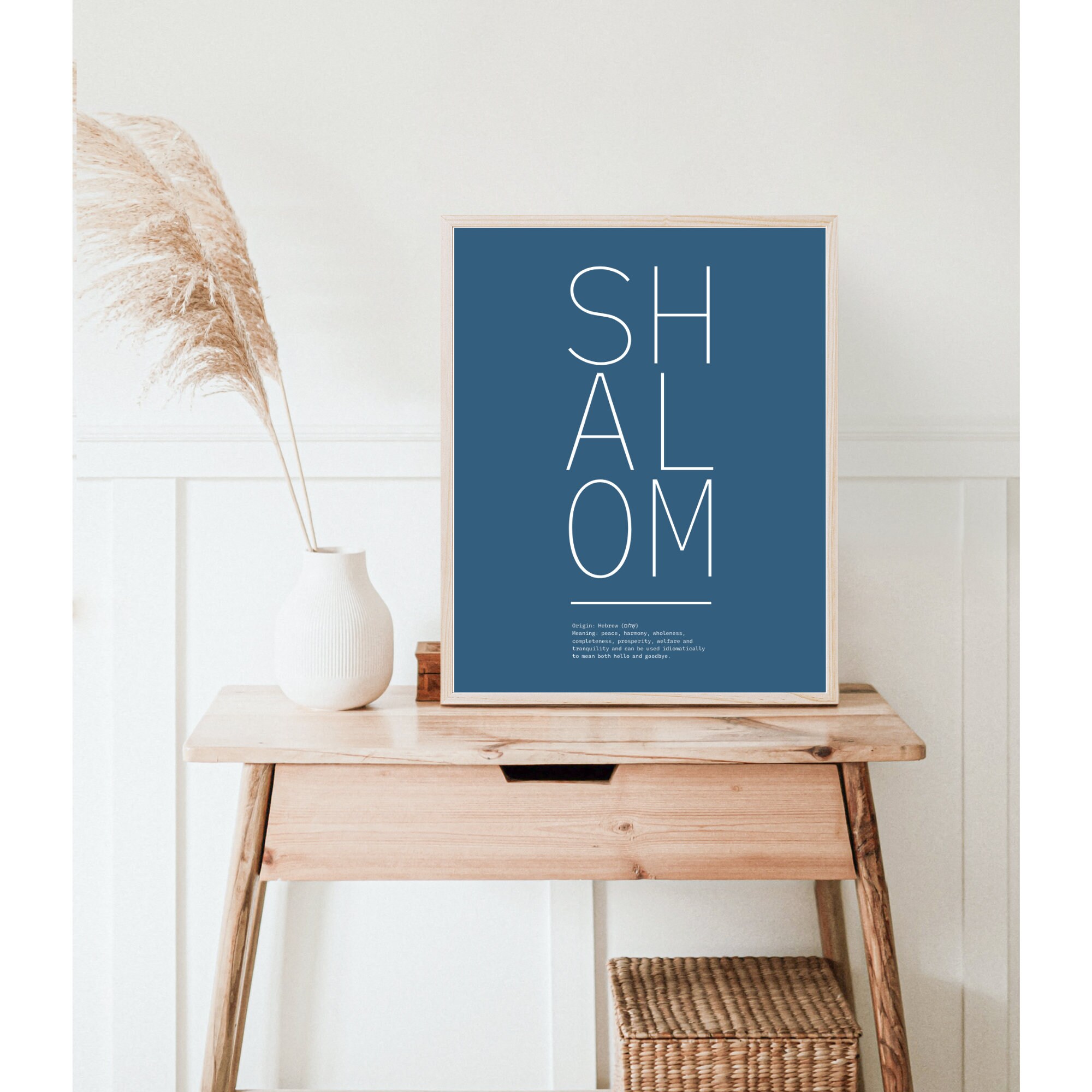 Modern Blue Shalom Wall Decor | Hebrew Word Dictionary Poster, Proud to ...