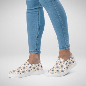 Hanukkah Slip-on Shoes for Women Vegan, Comfortable, Blue Plaid ...