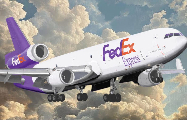 Fedex MD-11, Federal Express, Aviation, Digital Oil Painting - Etsy