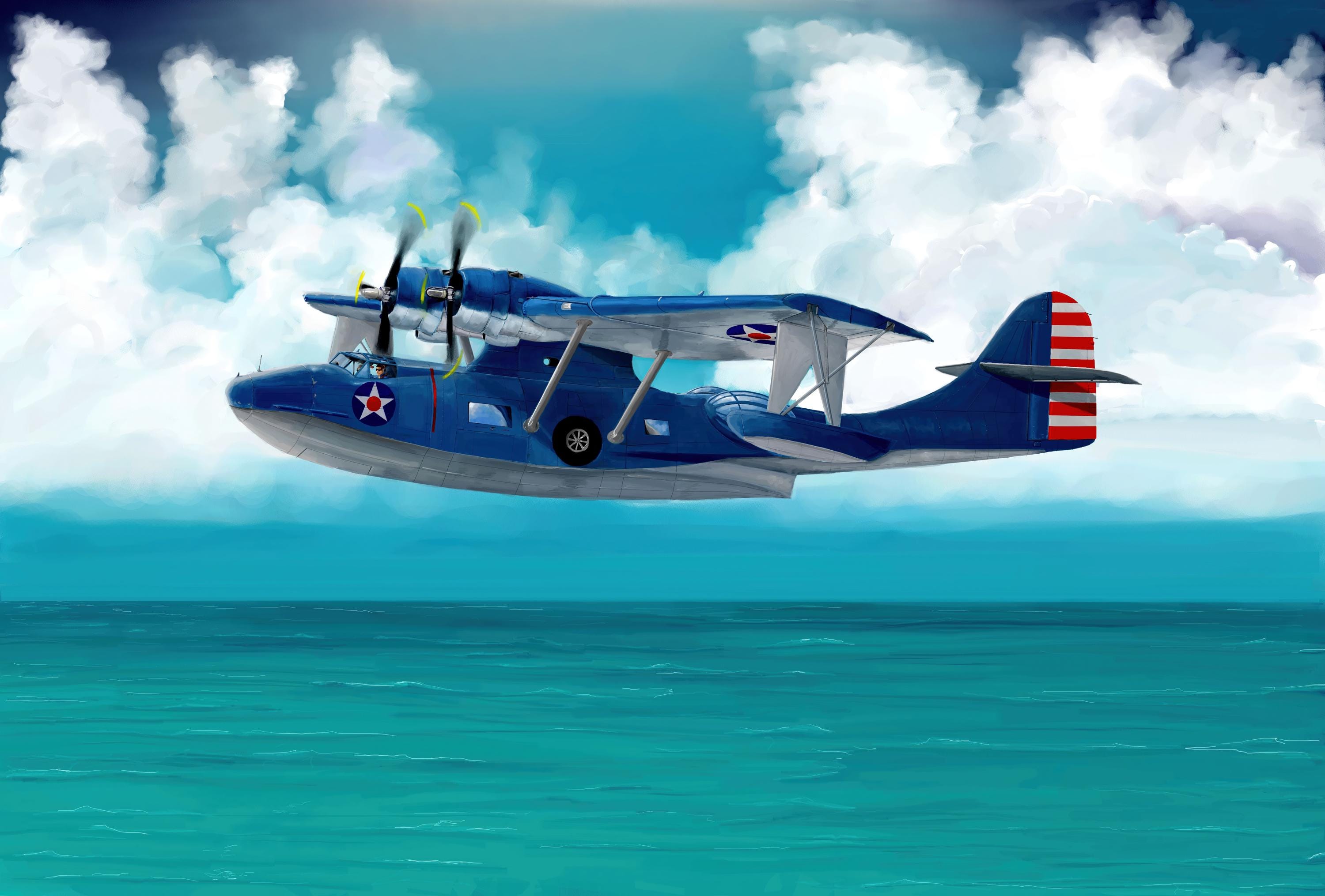 Consolidated PBY Catalina Over Pacific, Digital Painting, Aviation - Etsy