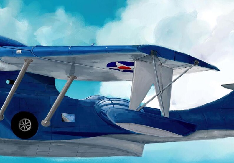 Consolidated PBY Catalina Over Pacific, Digital Painting, Aviation - Etsy