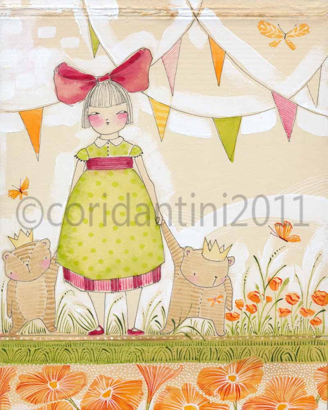 Little Girl Art Print Kid's Room Decor Watercolor - Etsy