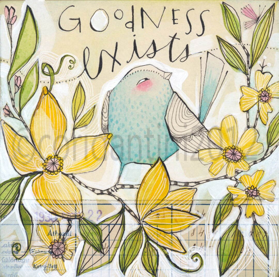 Bird Sticker Blue Bird Goodness Exists Illustration 2 X 2 Inches ...