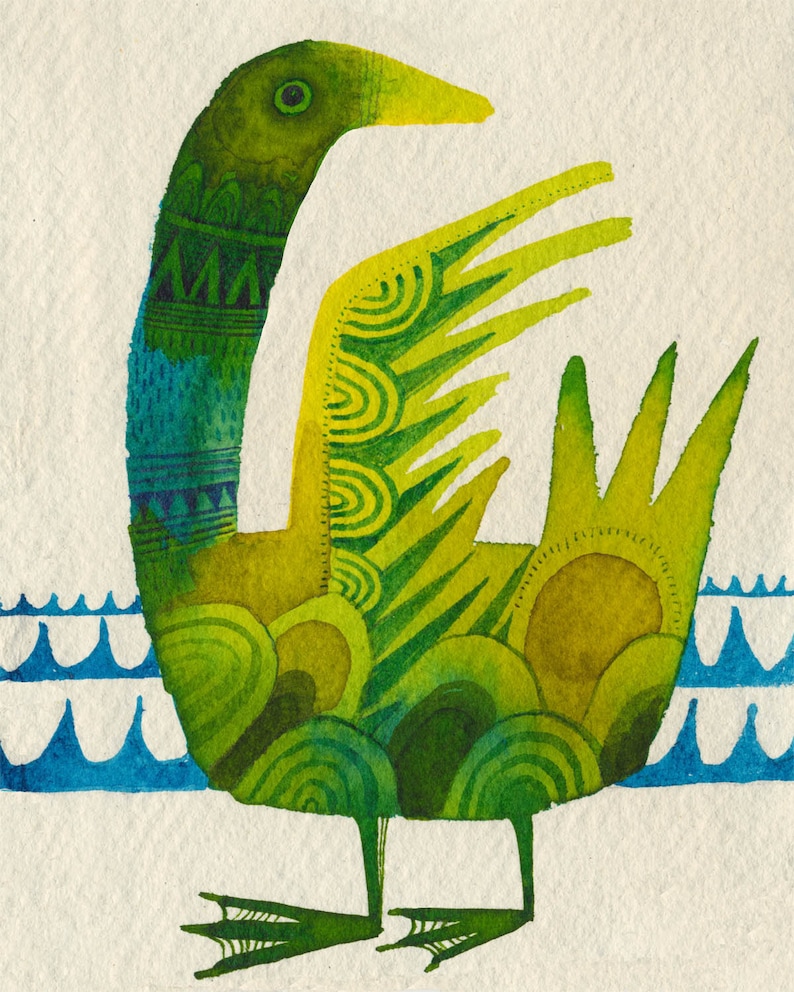 Cori Dantini Bird Watercolor Print: Mid-century Modern Art - Etsy