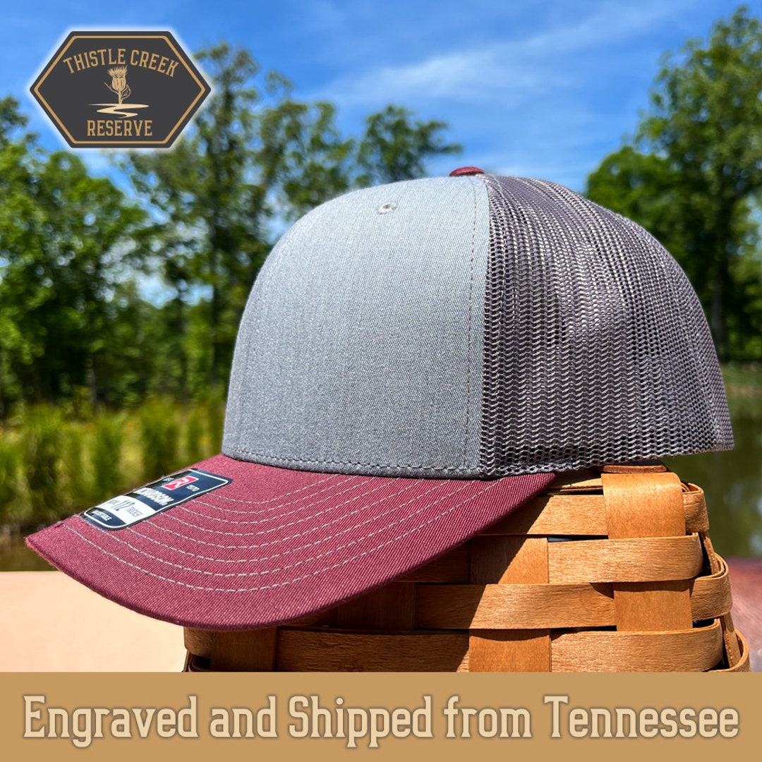 Heather Grey/charcoal/maroon Custom Patch Hat, Business Logo Hat ...