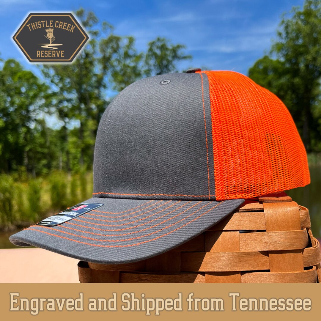 Charcoal/neon Orange Custom Patch Hat, Business Logo Hat, Custom ...