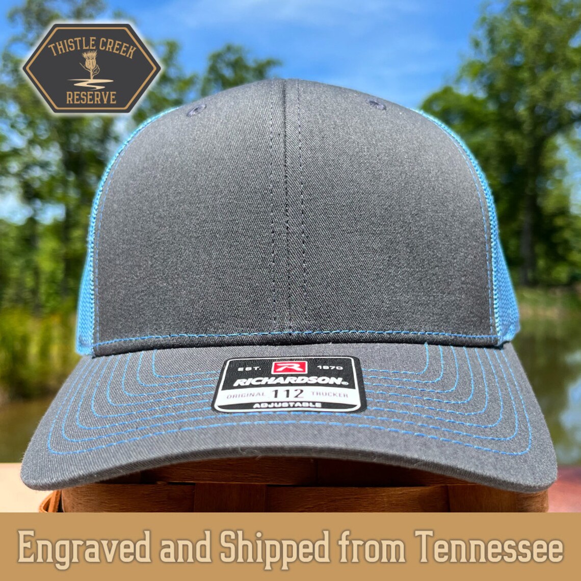 Charcoal/columbia Blue Custom Patch Hat, Business Logo Hat, Custom ...