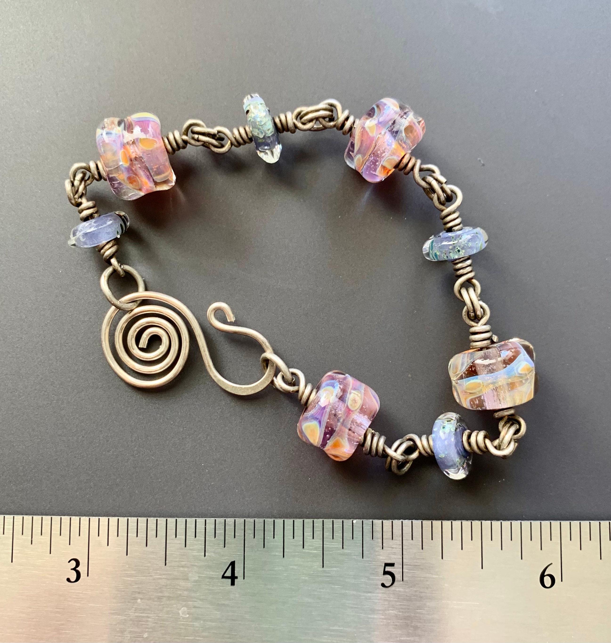 Sterling Silver and Colorful Transparent Glass Bracelet With - Etsy