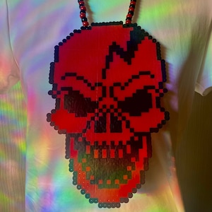 Rave Skull Perler With Necklace - Etsy
