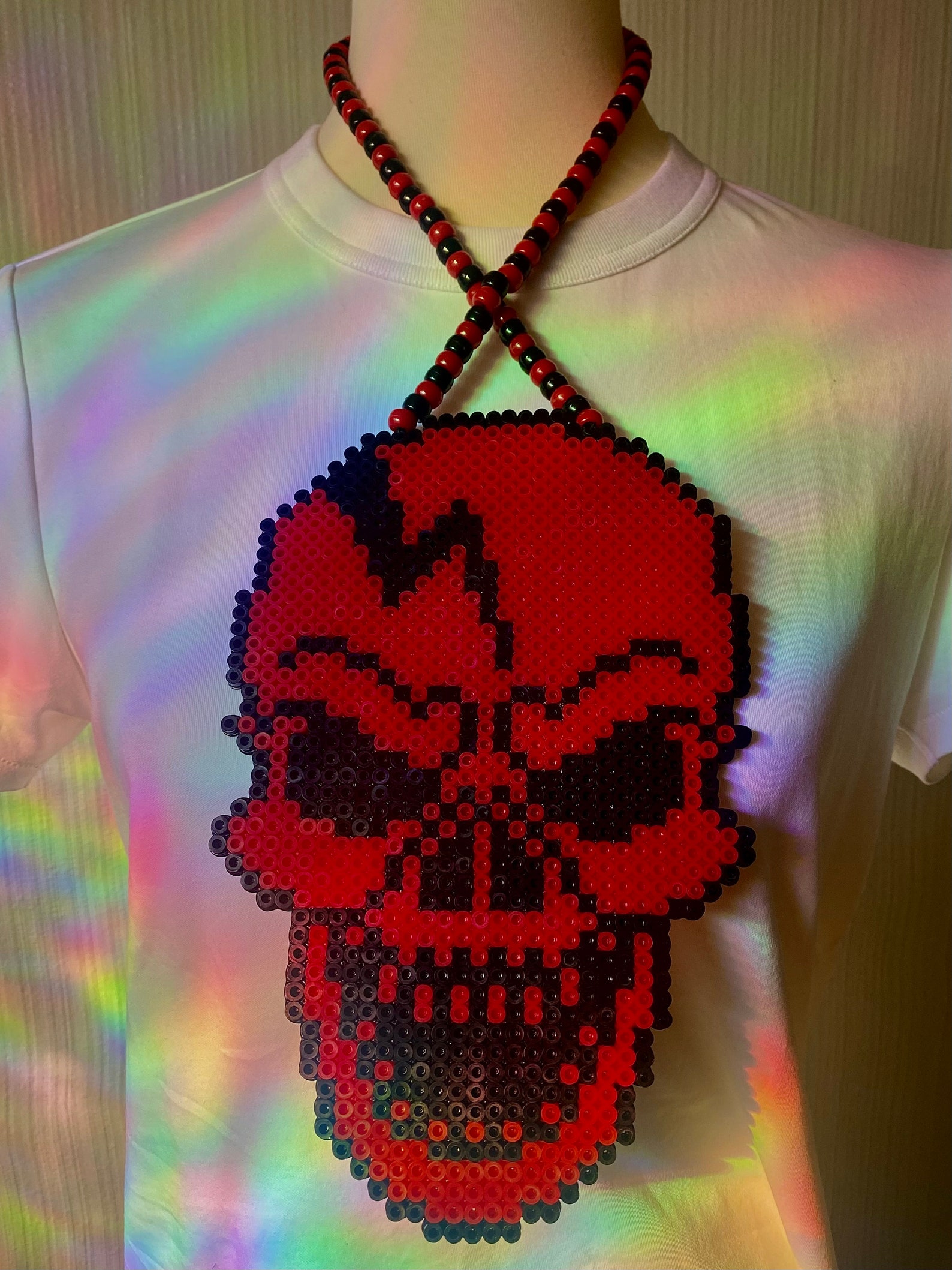 Rave Skull Perler With Necklace - Etsy