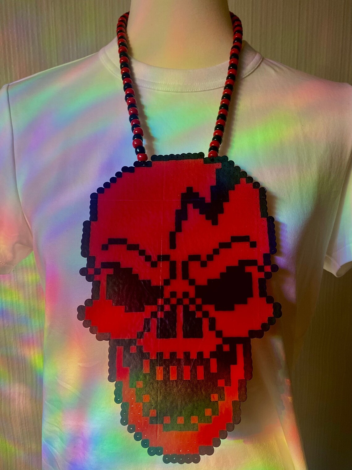 Rave Skull Perler With Necklace - Etsy