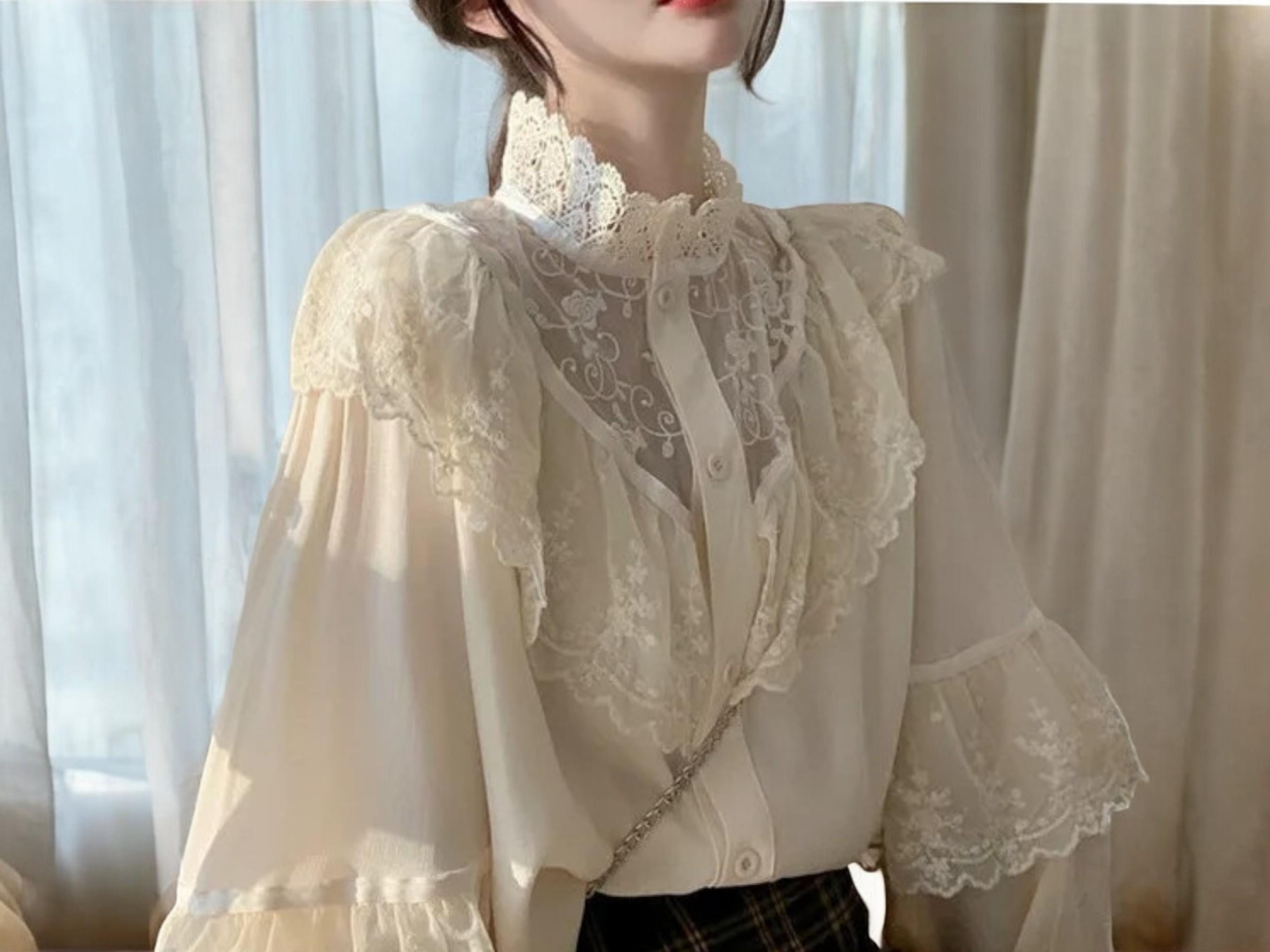 Lace up Ruffle Blouse Stylish Long Sleeve Top Fashionable Apparel - Etsy