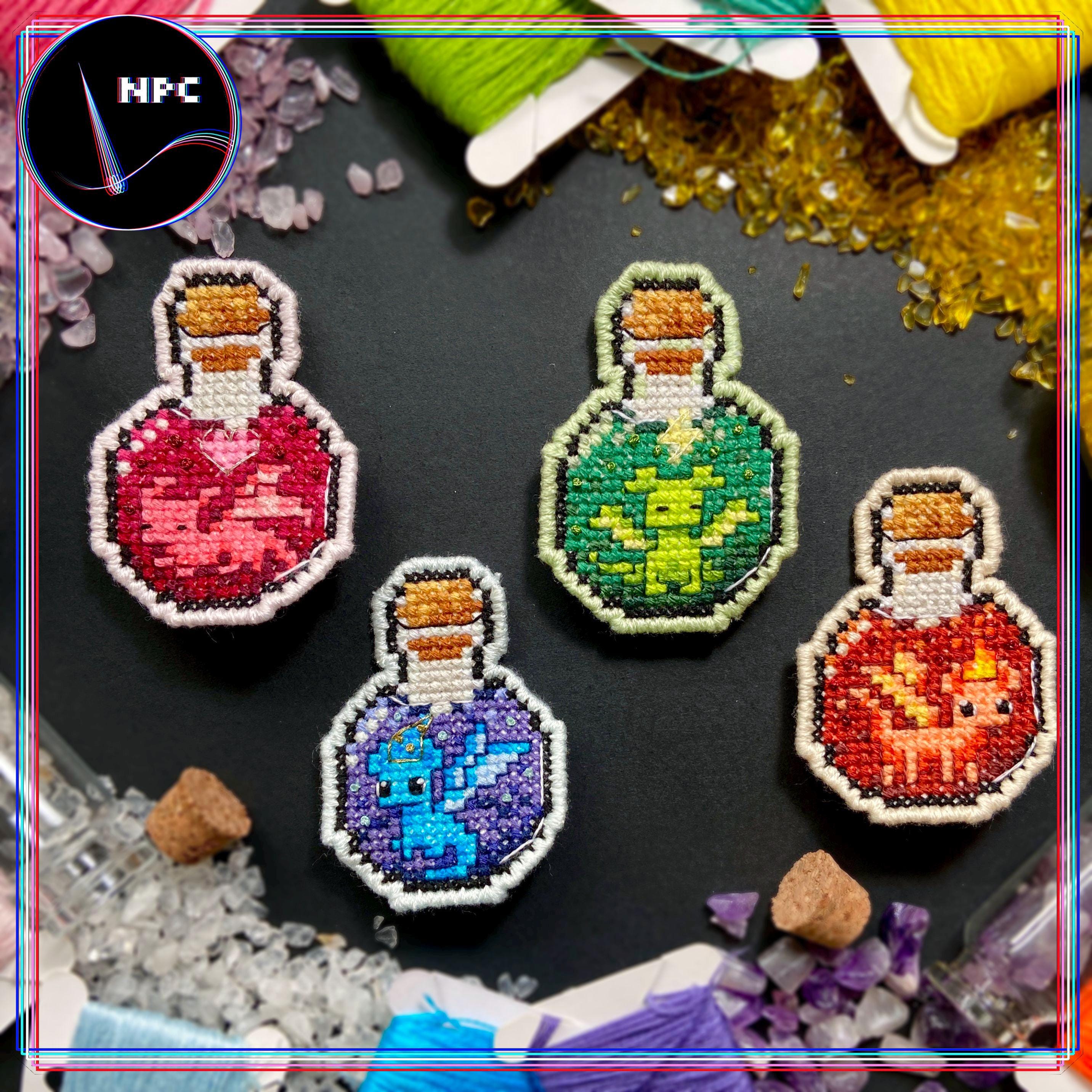 Dragon-in-a-bottle Potion Patch Bundle Cross Stitch Patch Patterns ...