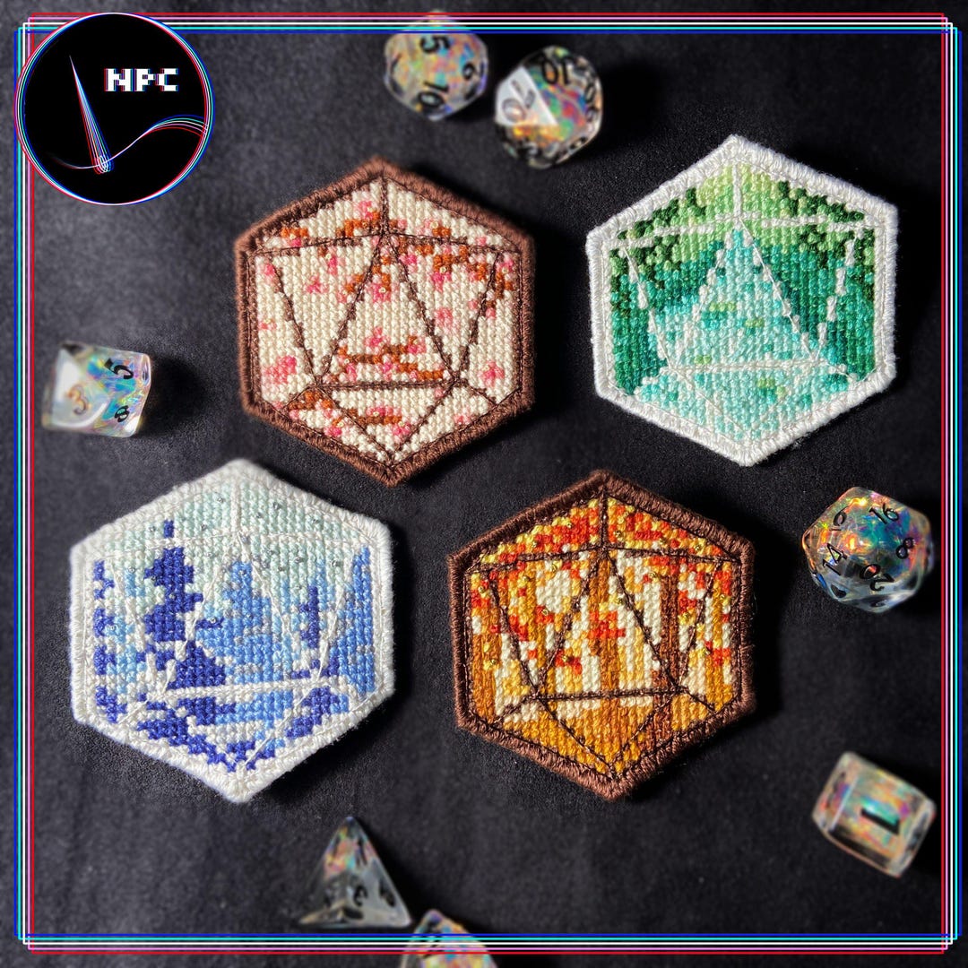 Dungeons and Dragons Seasonal D20 Patch Bundle - Cross Stitch D&D Patch ...