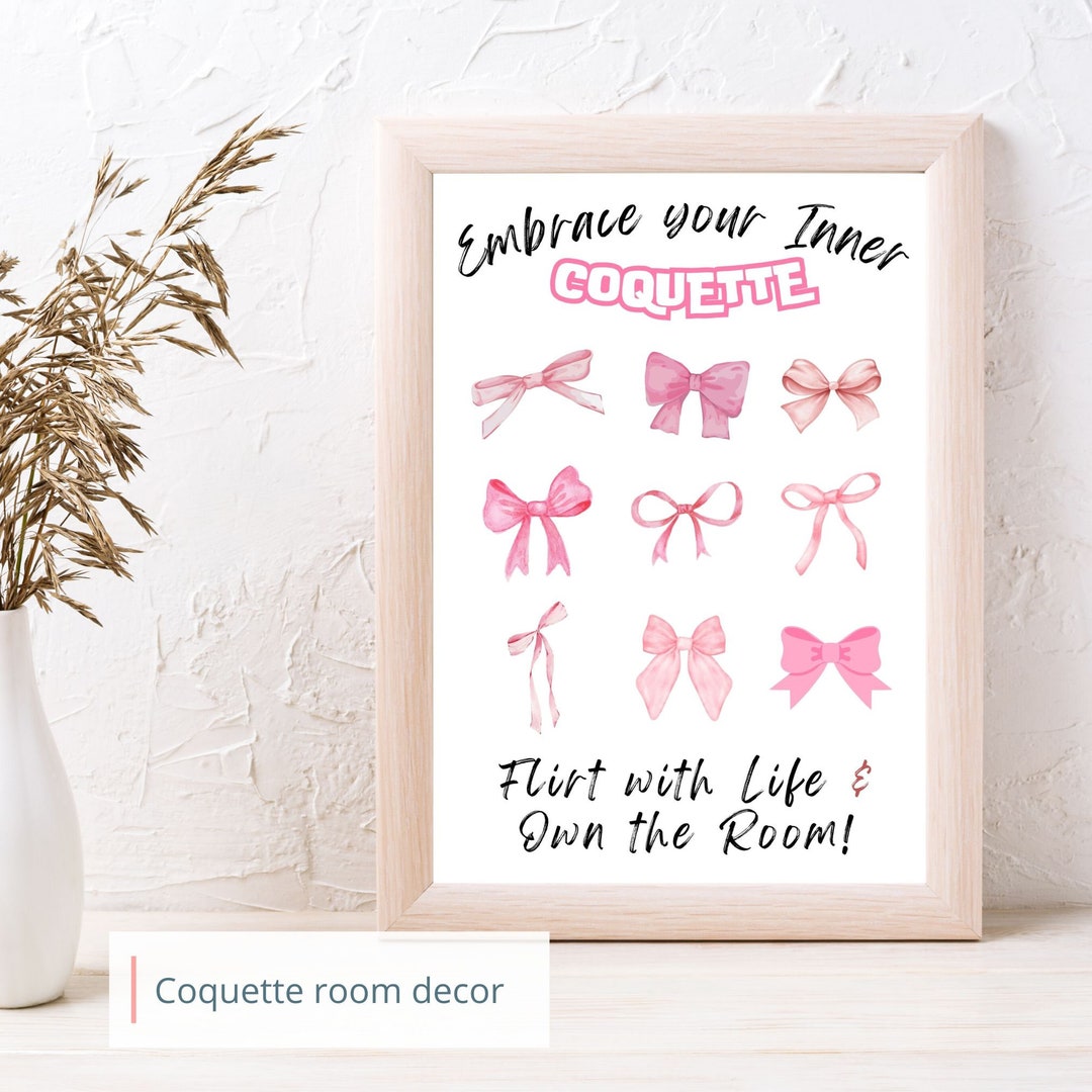 Pink Coquette Room Decor,dark Coquette Ribbon, Dorm Room Decor Coquette ...