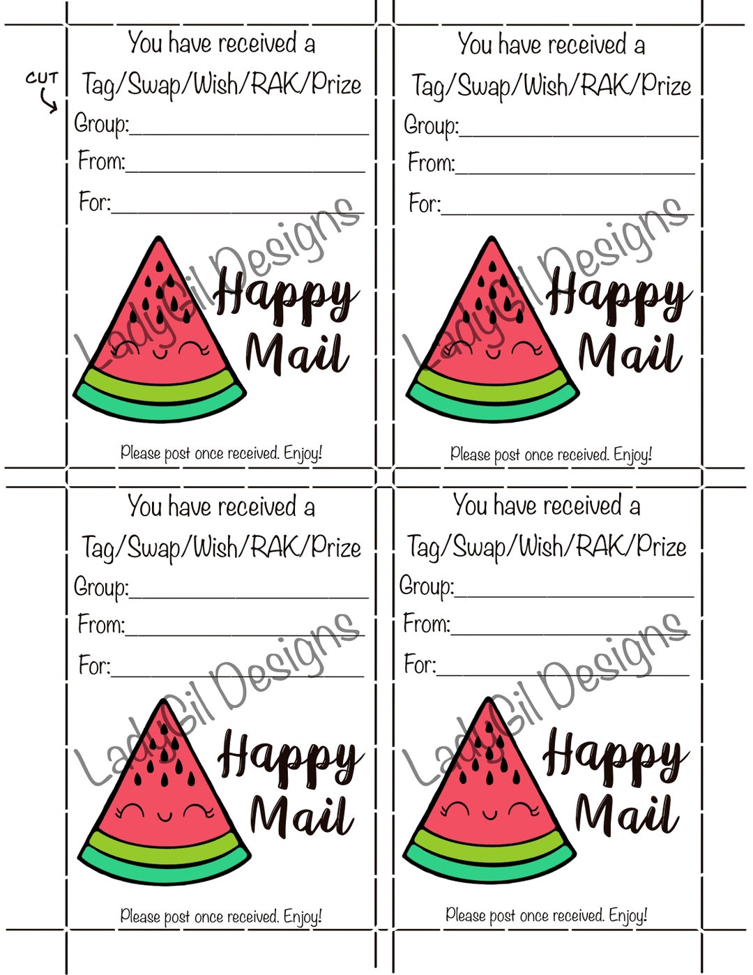 Happy Mail Swap Insert Tag/swap/wish/rak/prize Digital Download - Etsy