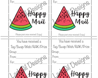 Happy Mail Swap Insert Tag/swap/wish/rak/prize Digital Download - Etsy