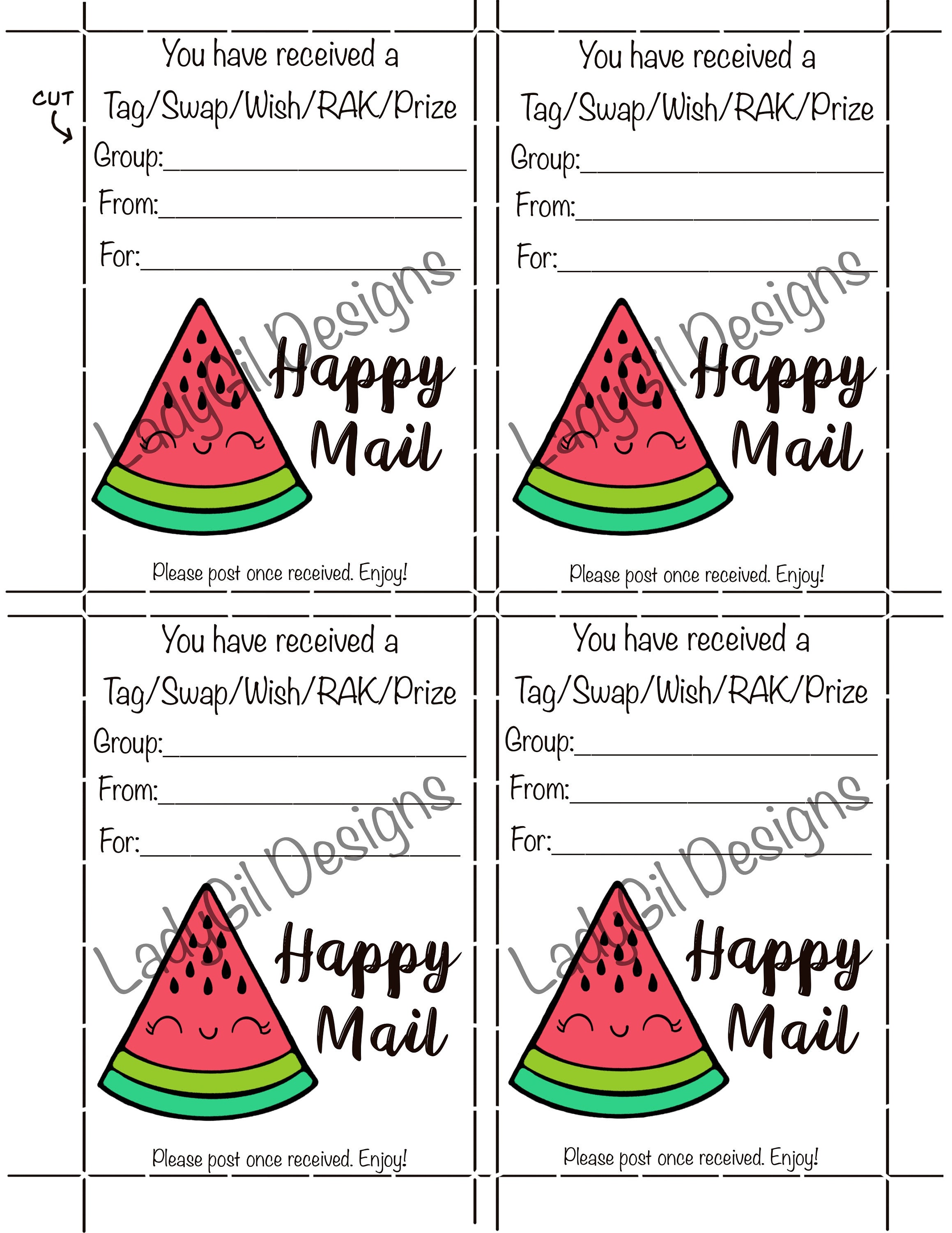 Happy Mail Swap Insert Tag/swap/wish/rak/prize Digital Download - Etsy