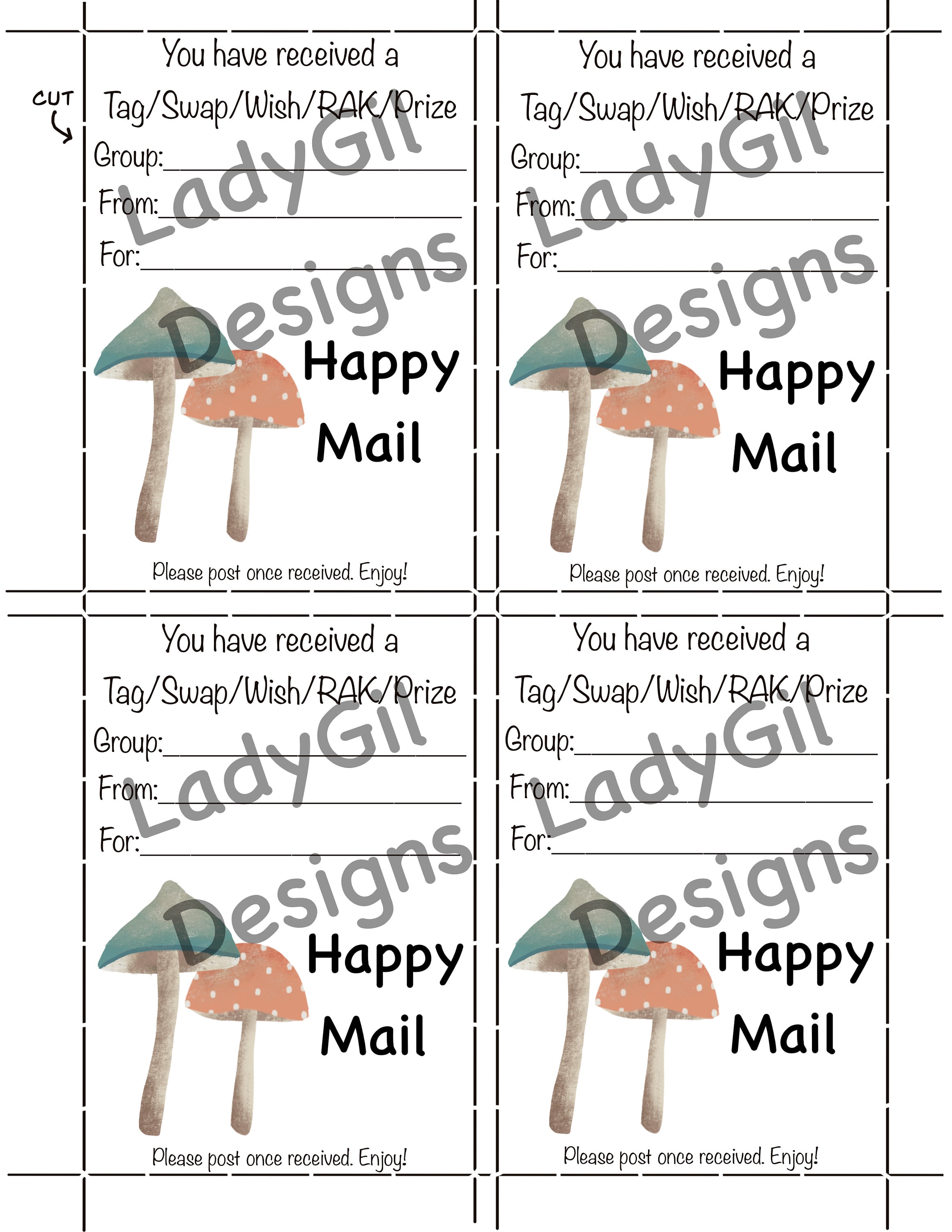 Happy Mail Swap Insert Tag/swap/wish/rak/prize Digital Download - Etsy