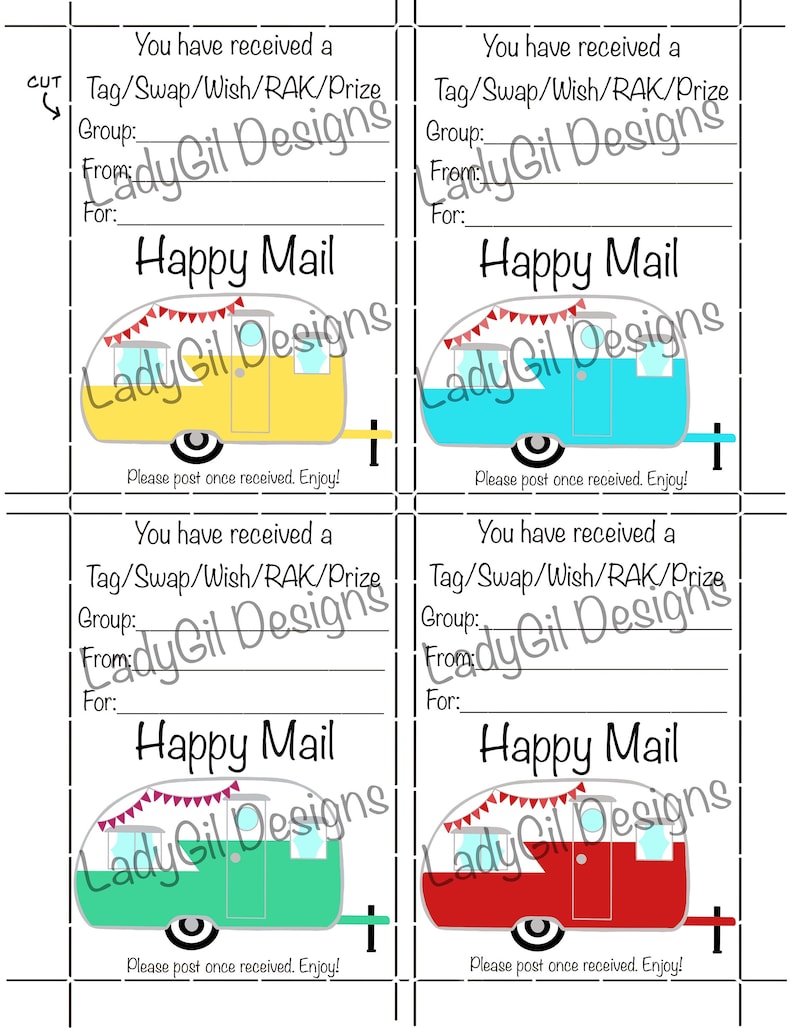 Happy Mail Swap Insert | Tag | Colorful Happy Camper | Swap | Wish ...