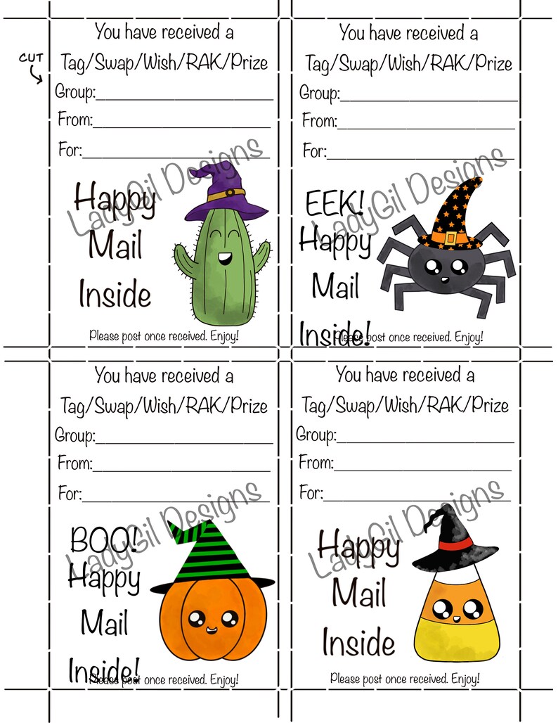 Happy Mail Swap Insert Halloween Tag/swap/wish/rak/prize | Etsy