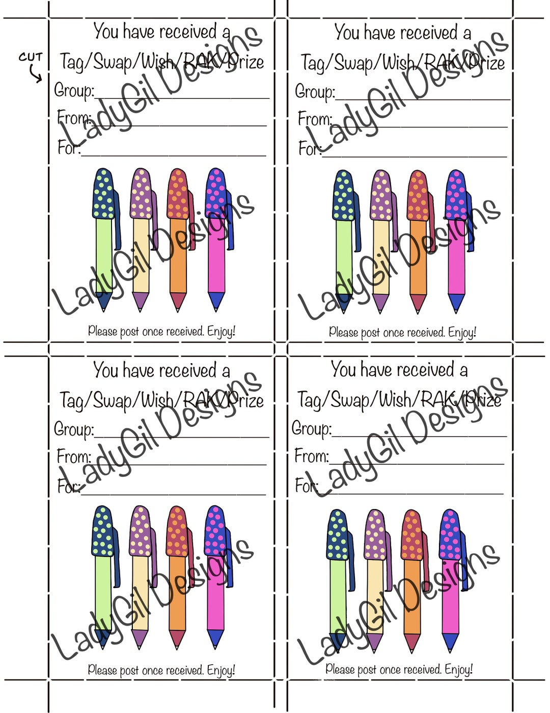 Happy Mail Swap Insert Tag/swap/wish/rak/prize/pens Digital Download - Etsy