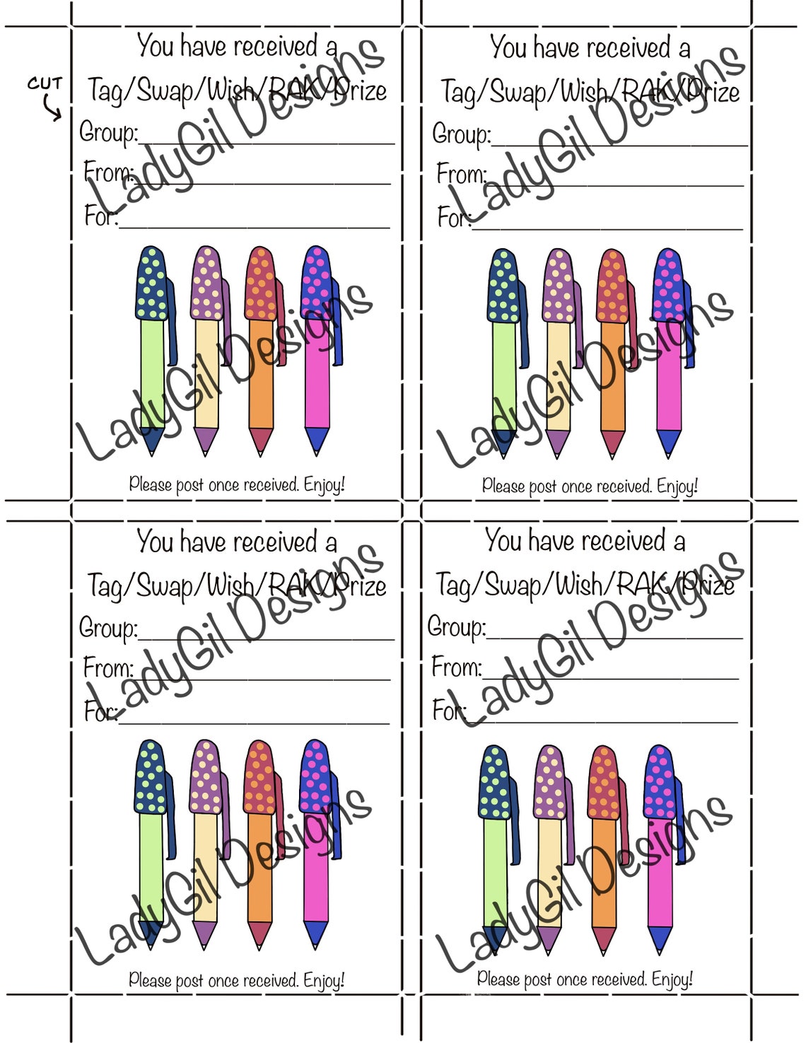 Happy Mail Swap Insert Tag/swap/wish/rak/prize/pens Digital Download - Etsy