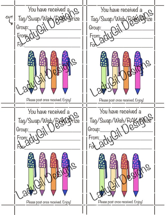 Happy Mail Swap Insert Tag/swap/wish/rak/prize/pens Digital - Etsy