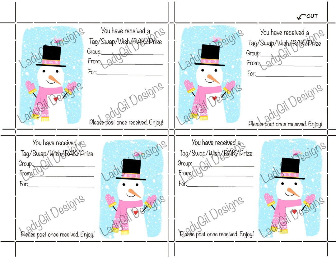 Happy Mail Swap Insert Tag/swap/wish/rak/prize/snowman Digital Download ...